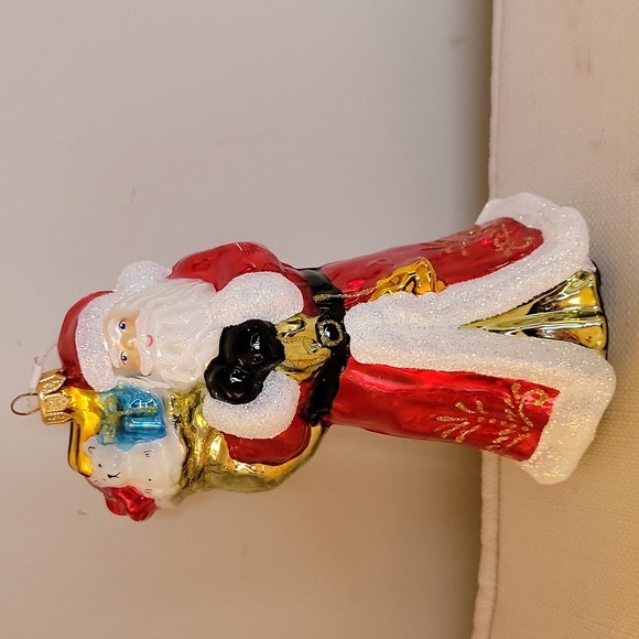 Vintage | Holiday | Handblown Glass Glittery Sparkle Santa Ornament ...